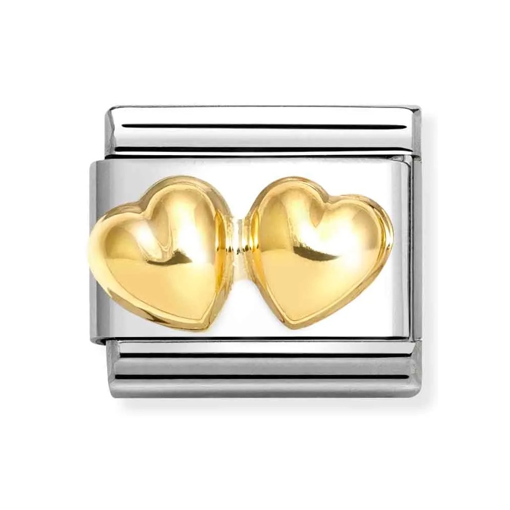 Nomination Composable Link Raised Double Heart, 18K Gold – Jewelshop